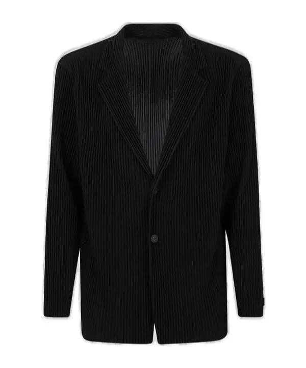 Issey Miyake Homme Plissé Single Breasted Pleated Jacket - Black