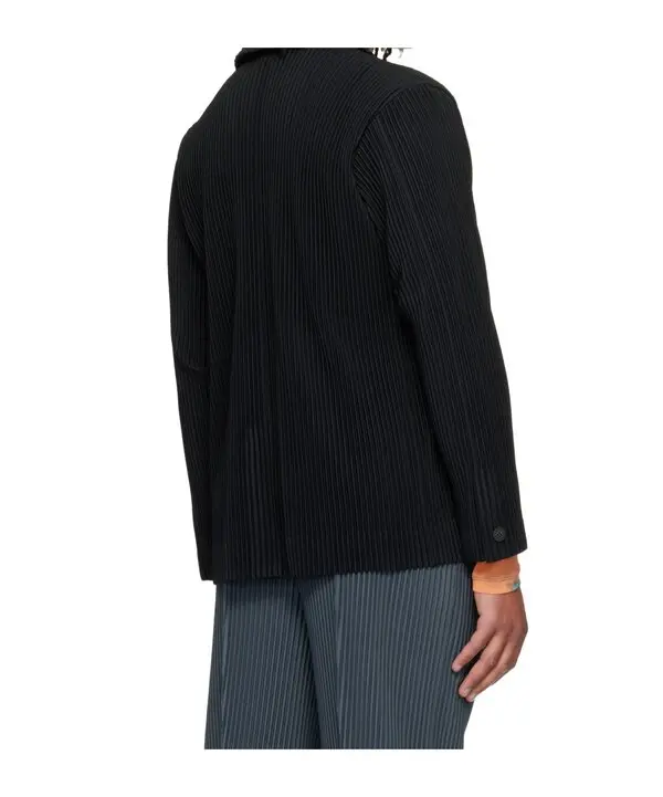 Issey Miyake Homme Plissé Single Breasted Pleated Jacket - Black
