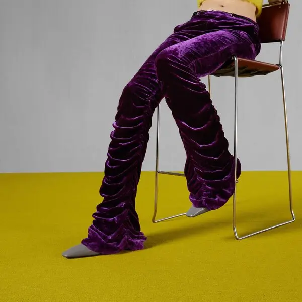 Gucci Horsebit Belted Velvet Pants - Purple