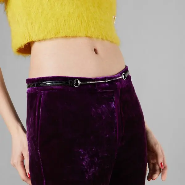 Gucci Horsebit Belted Velvet Pants - Purple