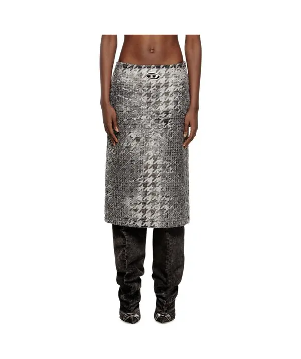 DIESEL® De-rathian-fsh Midi Skirt With Logo Detail - Black/dark Grey