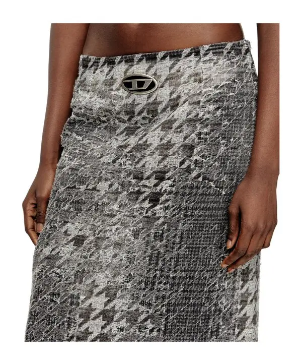 DIESEL® De-rathian-fsh Midi Skirt With Logo Detail - Black/dark Grey