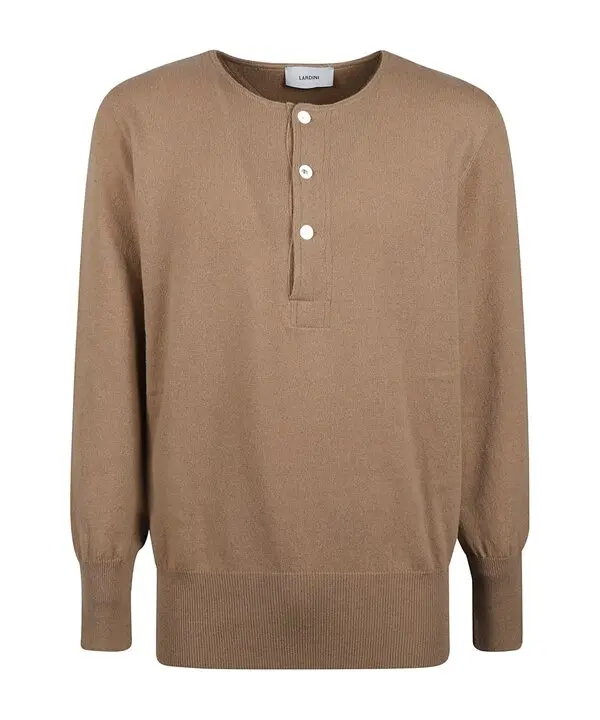 LARDINI Long-sleeve Sweater With Half Button Detail