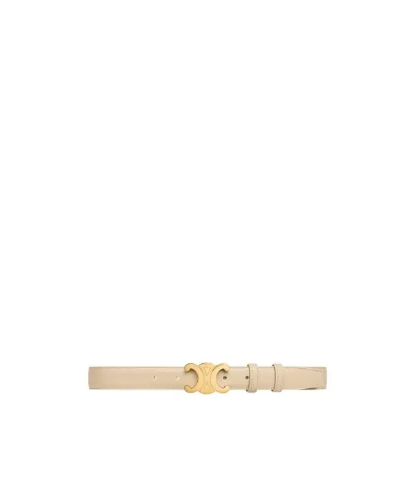 Celine Triomphe Belt 25mm In Taurillon Leather - Deep Ivory White