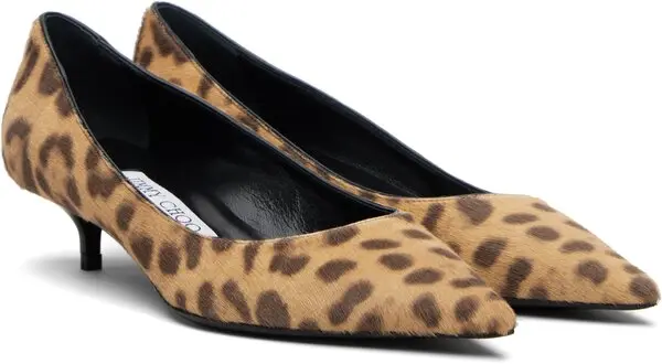JIMMY CHOO Amelia Leopard Print Kitten Heels - Brown