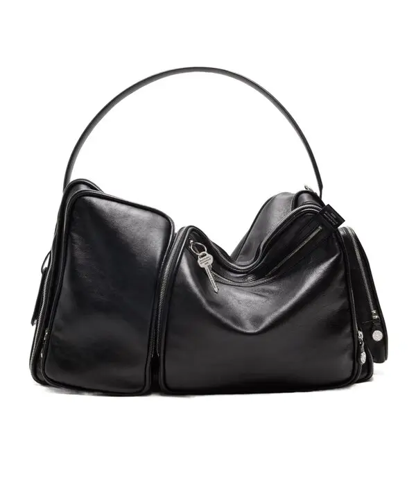Acne Studios Zip-fastening Leather Shoulder Bag - Black