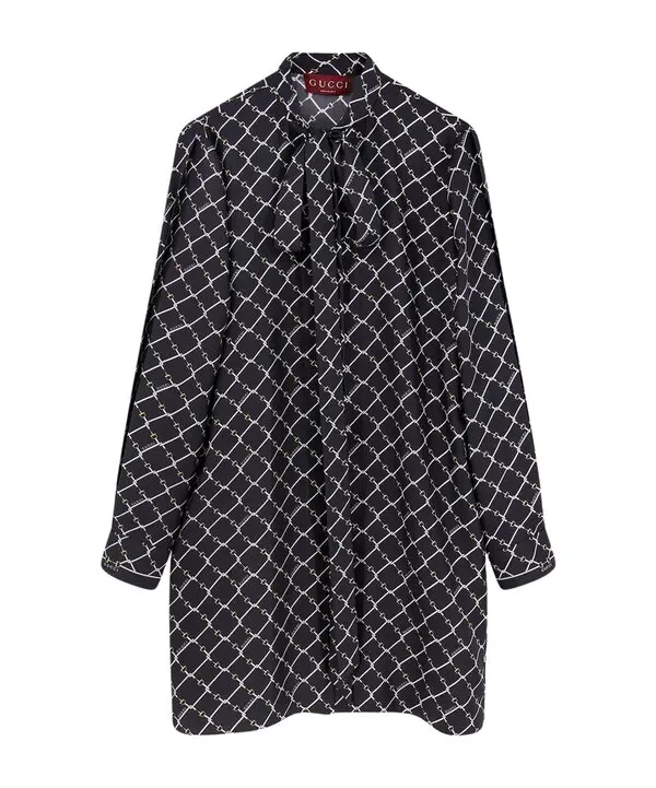 Gucci Printed Long-sleeve Twill Dress - Black