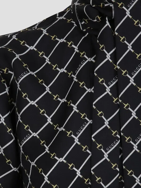 Gucci Printed Long-sleeve Twill Dress