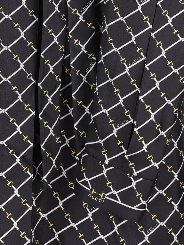 Gucci Printed Long-sleeve Twill Dress