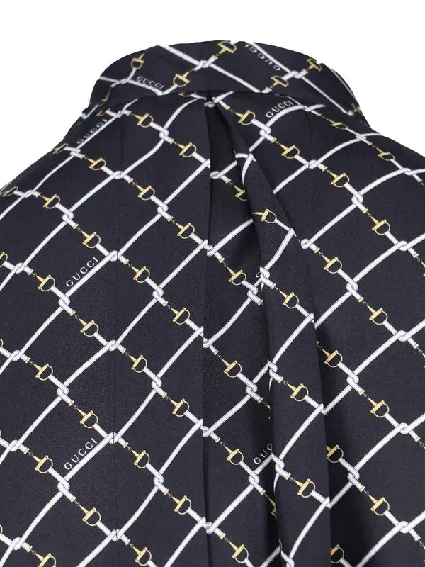 Gucci Printed Long-sleeve Twill Dress