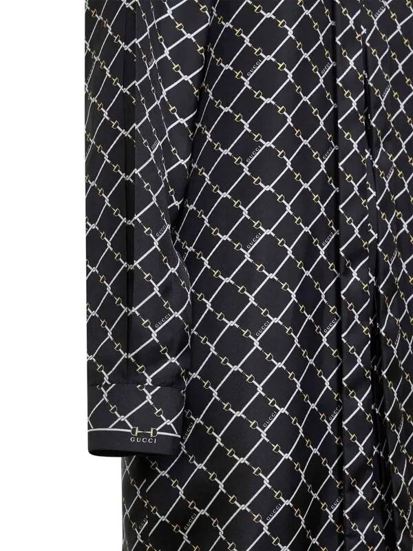 Gucci Printed Long-sleeve Twill Dress