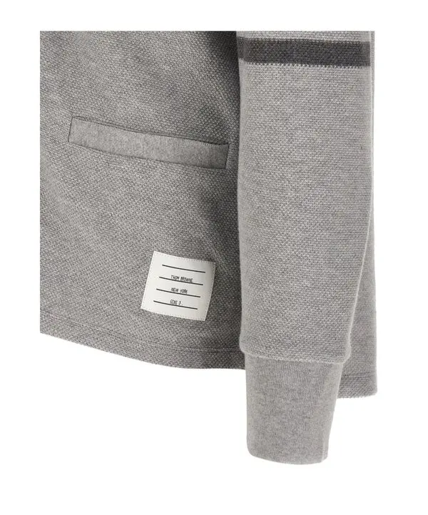 Thom Browne Bar Honeycomb Knit Cardigan - Gray