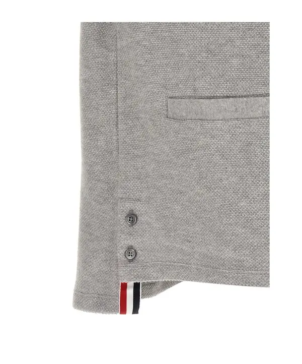 Thom Browne Bar Honeycomb Knit Cardigan - Gray
