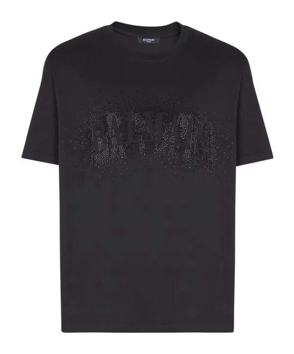 Balmain Embroidered Crystal Spray Effect T-shirt