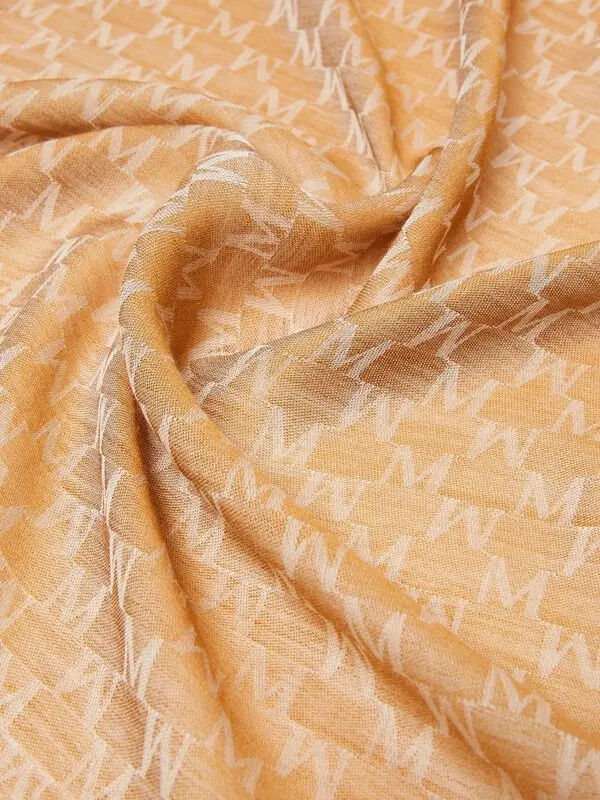 Max Mara Panire Monogram Patterned Frayed Edge Scarf - Bronze
