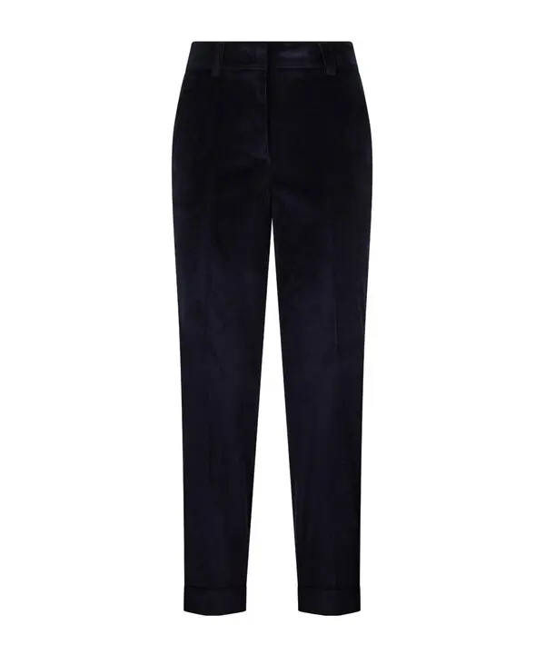 Peserico High-waist Tapered Corduroy Trousers - Black