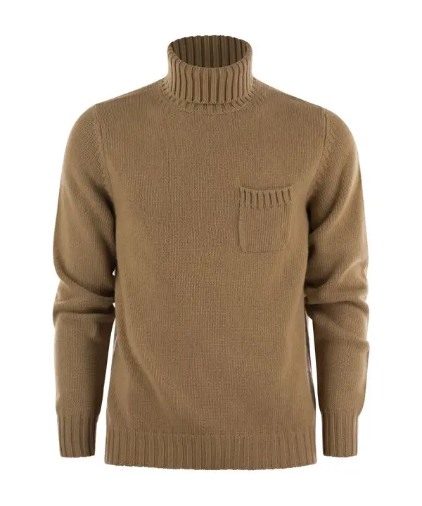 Fedeli Ribbed Turtleneck Knitwear With Chest Pocket