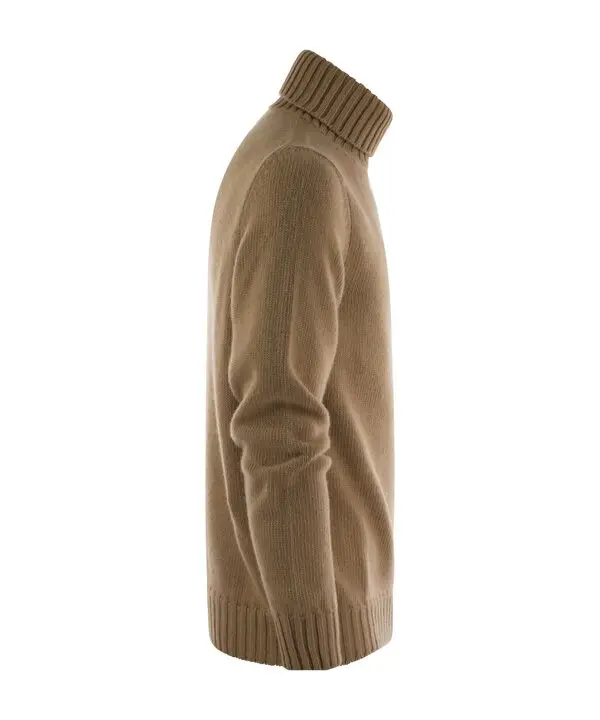 Fedeli Ribbed Turtleneck Knitwear With Chest Pocket - No