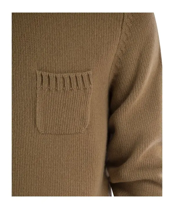 Fedeli Ribbed Turtleneck Knitwear With Chest Pocket - No