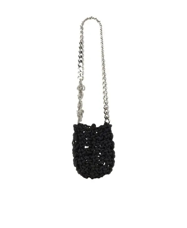 Kara Knot Chain Crossbody Bag - Black
