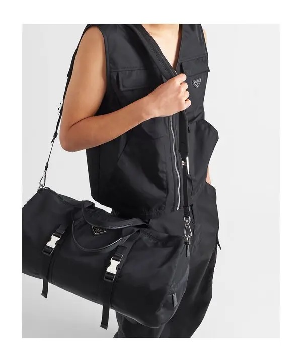 Prada Logo Plaque Zip-up Duffle Bag
