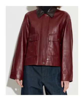 RAG  BONE Rag & Bone Leather Jacket With Lapel Collar