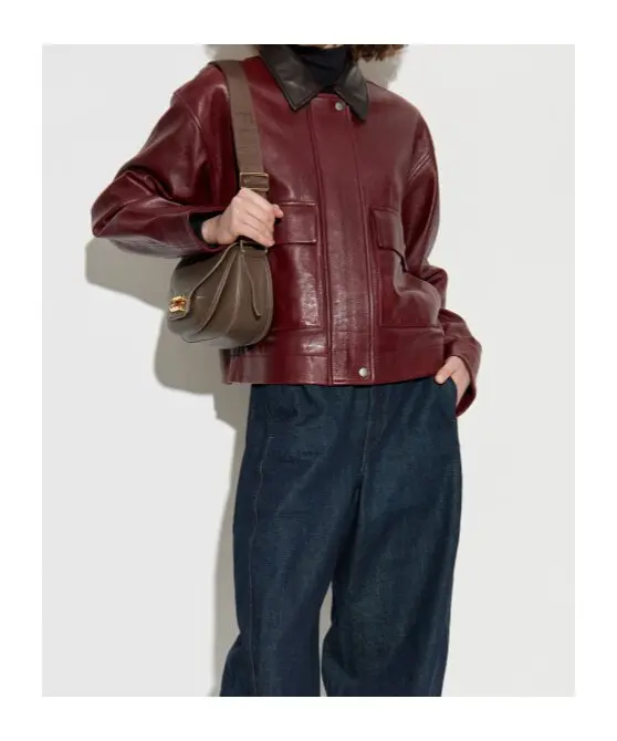 RAG  BONE Rag & Bone Leather Jacket With Lapel Collar