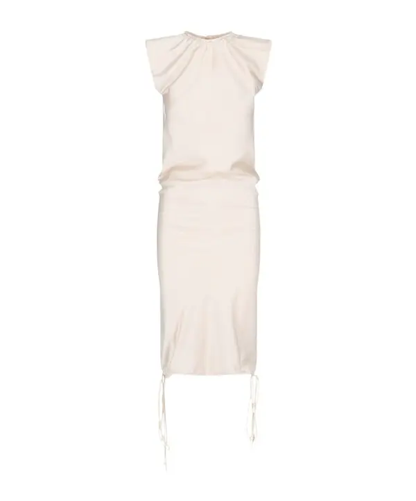 Attico Ruched Neck Drawstring Midi Dress - White