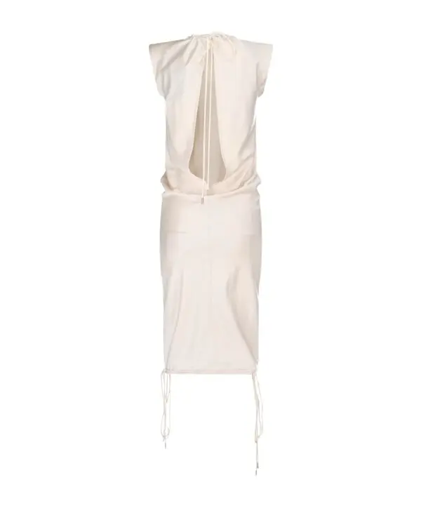 Attico Ruched Neck Drawstring Midi Dress