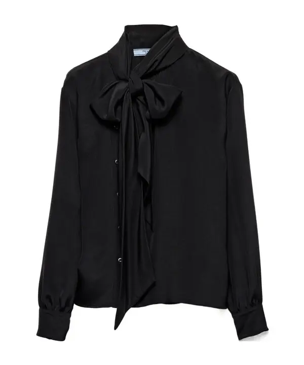 Prada Marocain Shirt With Scarf Collar - Black