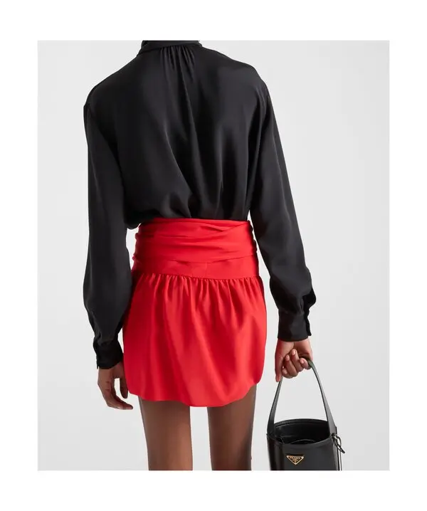 Prada Marocain Shirt With Scarf Collar - Black
