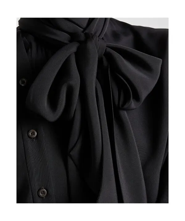Prada Marocain Shirt With Scarf Collar - Black