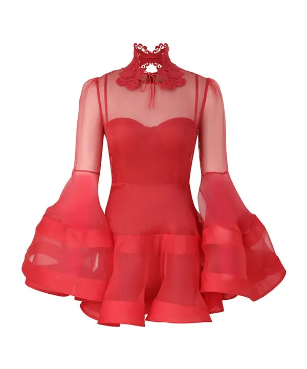 Zimmermann Rebellion Lantern Lace-collar Layered Mini Dress