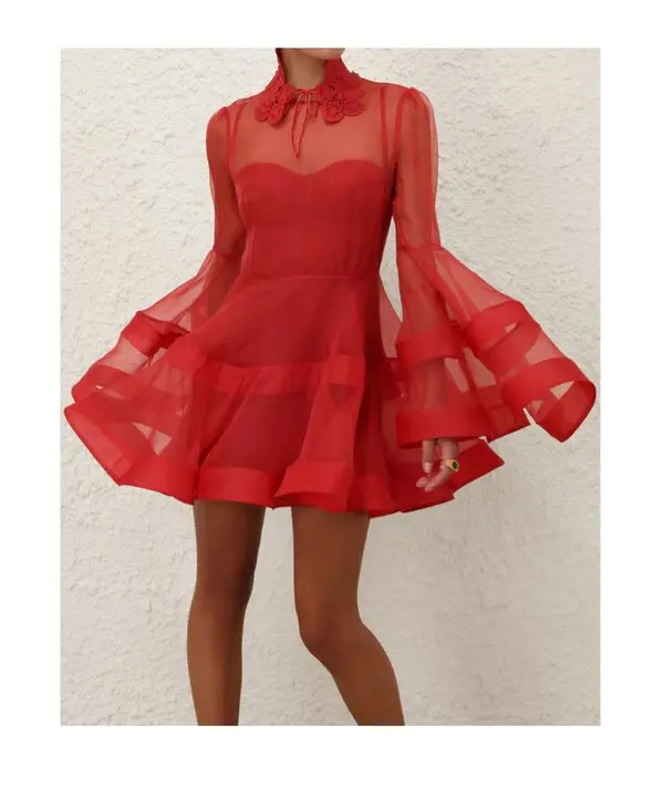 Zimmermann Rebellion Lantern Lace-collar Layered Mini Dress