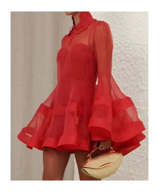 Zimmermann Rebellion Lantern Lace-collar Layered Mini Dress