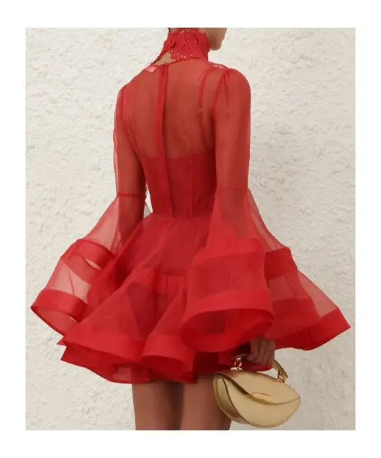 Zimmermann Rebellion Lantern Lace-collar Layered Mini Dress