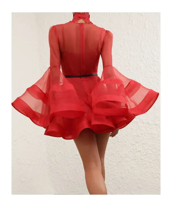 Zimmermann Rebellion Lantern Lace-collar Layered Mini Dress