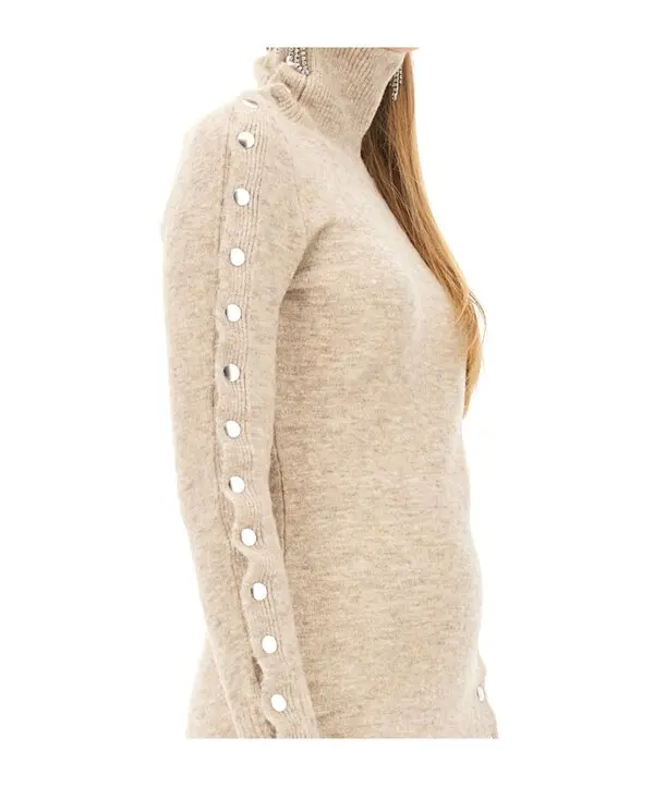 Isabel Marant Étoile Turtleneck Knitted Mini Dress With Snap Details