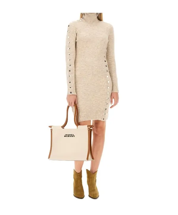 Isabel Marant Étoile Turtleneck Knitted Mini Dress With Snap Details