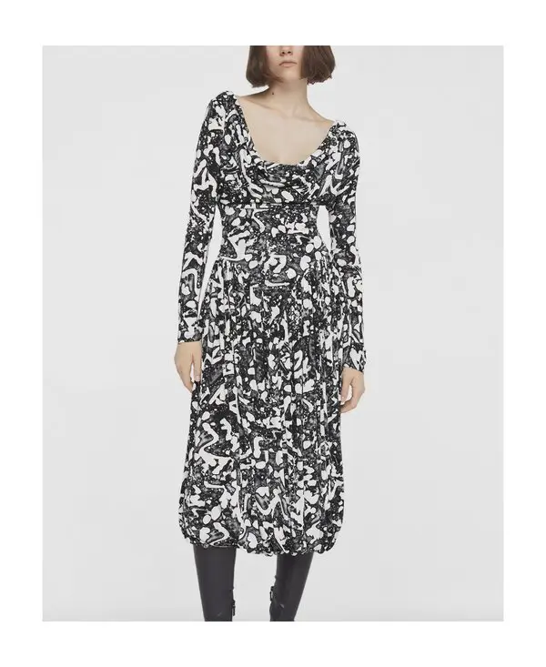 Stella McCartney Graphic Printed Long Sleeve Midi Dress