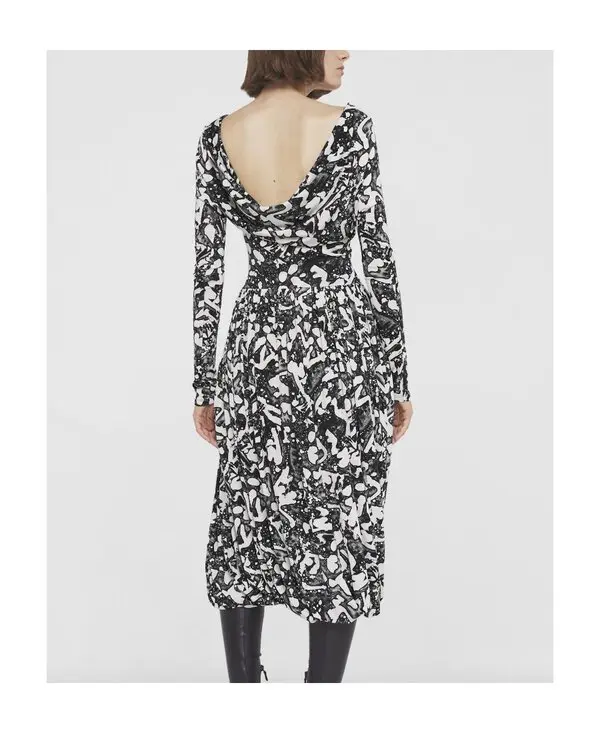 Stella McCartney Graphic Printed Long Sleeve Midi Dress