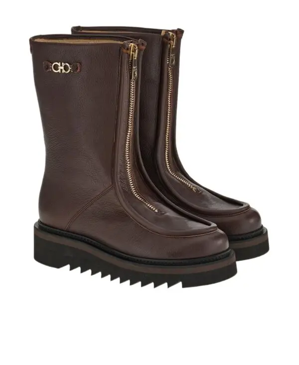 FERRAGAMO Gancini-plaque Zipped Ankle Boots