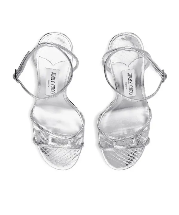 JIMMY CHOO Leo Ankle Strap Stiletto Sandals - Silver