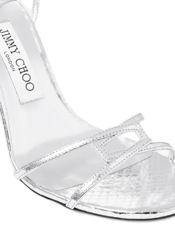 JIMMY CHOO Leo Ankle Strap Stiletto Sandals - Silver