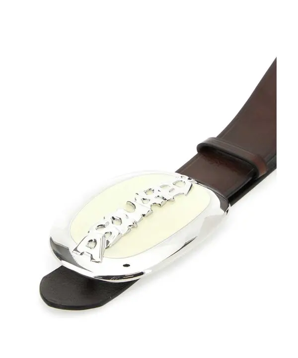 Dsquared2 Logo Plaque Buckled Leather Belt - White