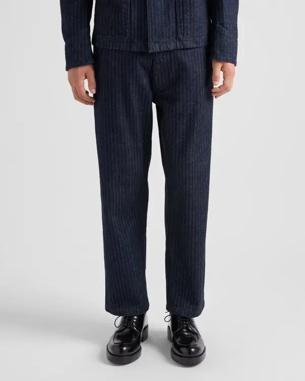 Prada Enamel Triangle Logo Tapered Leg Trousers