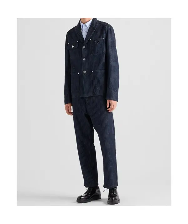 Prada Enamel Triangle Logo Tapered Leg Trousers