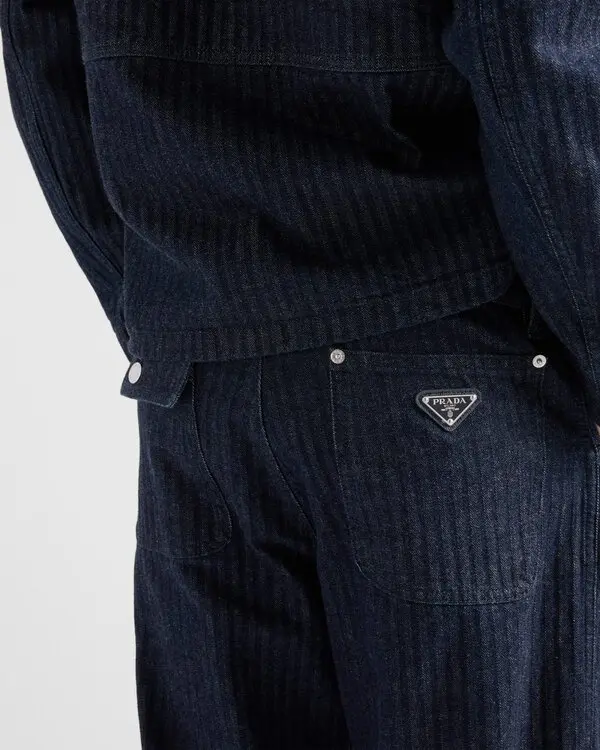 Prada Enamel Triangle Logo Tapered Leg Trousers