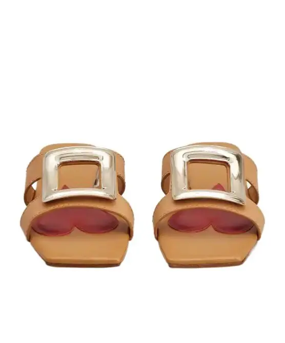 ROGER VIVIER Logo Engraved Square Toe Sandals