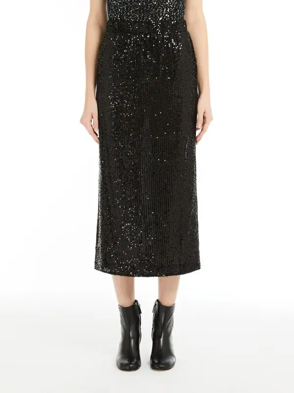 Max Mara Embroidered Sequin Midi Skirt